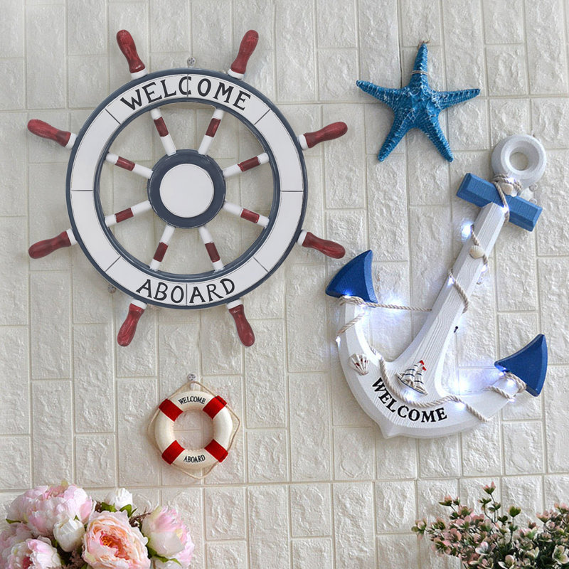 Breakwater Bay Ornamental Nautical Ship Steering Wheel Home Wall Decor ...