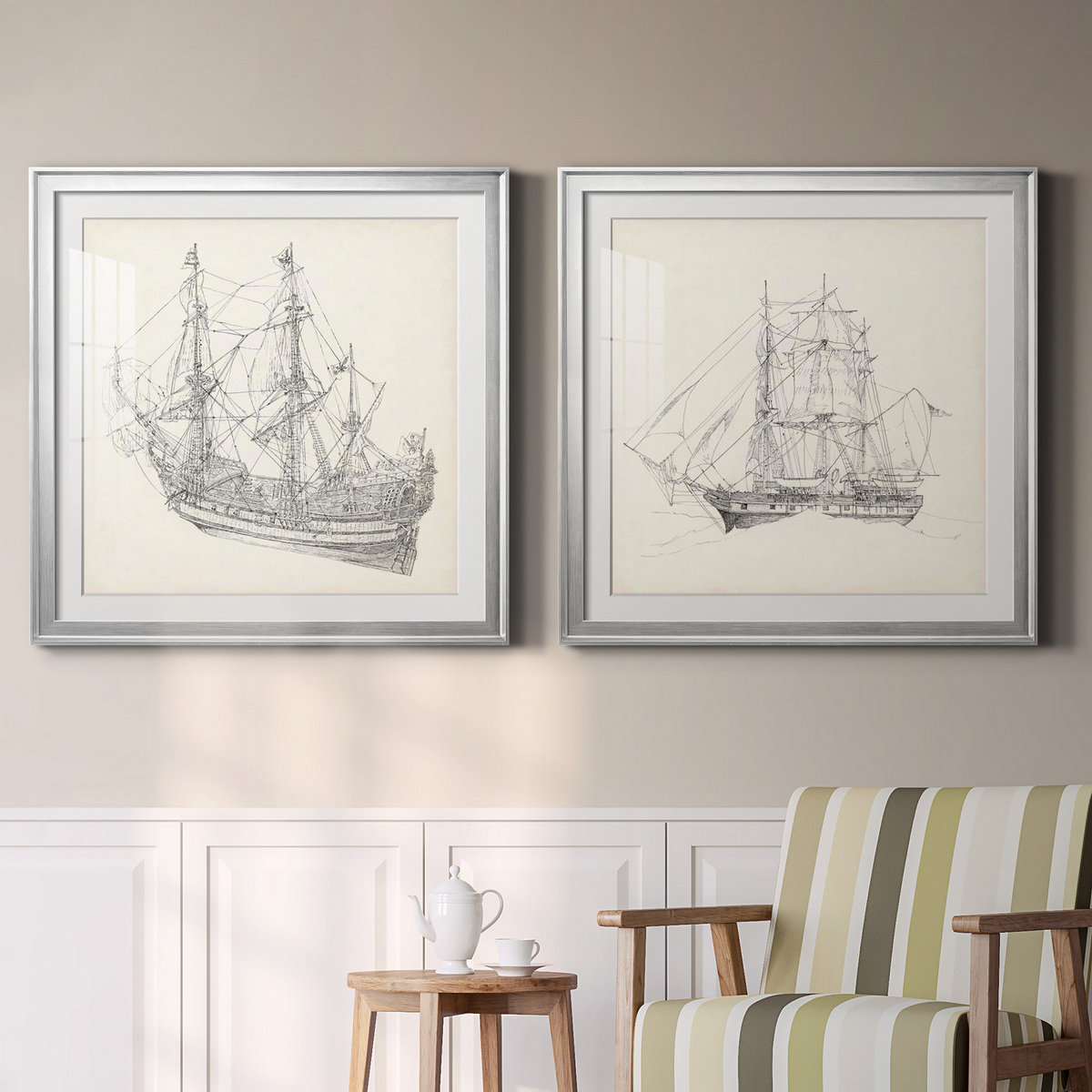 Breakwater Bay Antique Ship Sketch I - 2 Piece Single Picture Frame ...