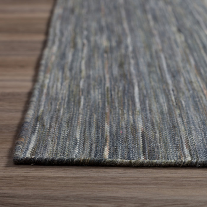 Gracie Oaks Stahr Handmade Flatweave Wool Carbon Rug & Reviews | Wayfair