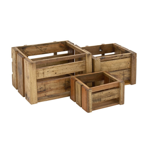 Sand & Stable 3 Piece Solid Wood Crate Set & Reviews | Wayfair