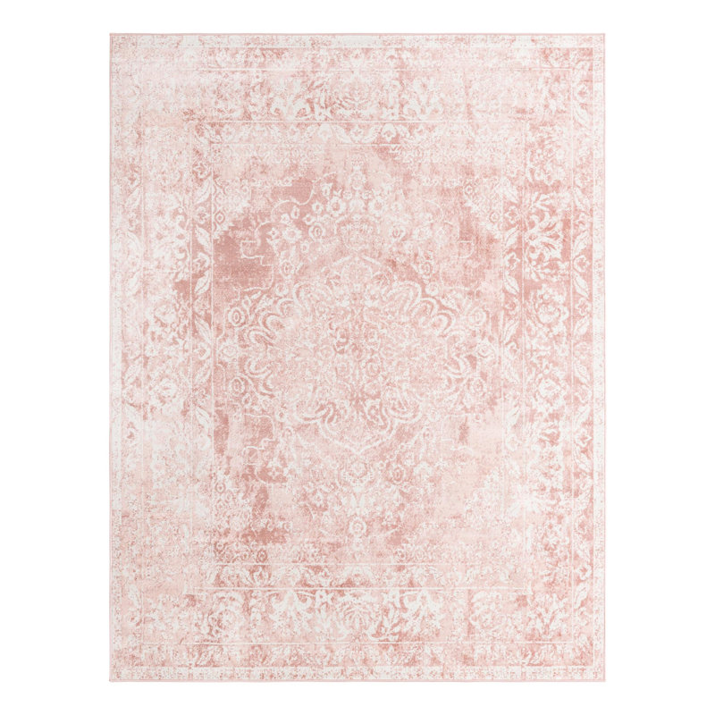 August Grove® Boyland Performance Pink/Ivory Rug & Reviews | Wayfair