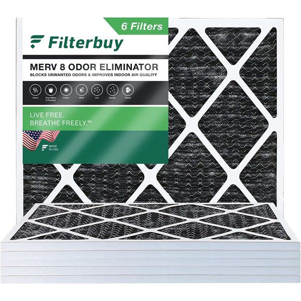 Filterbuy MERV 8 Odor Eliminator Air Filter, Pleated HVAC AC Furnace ...