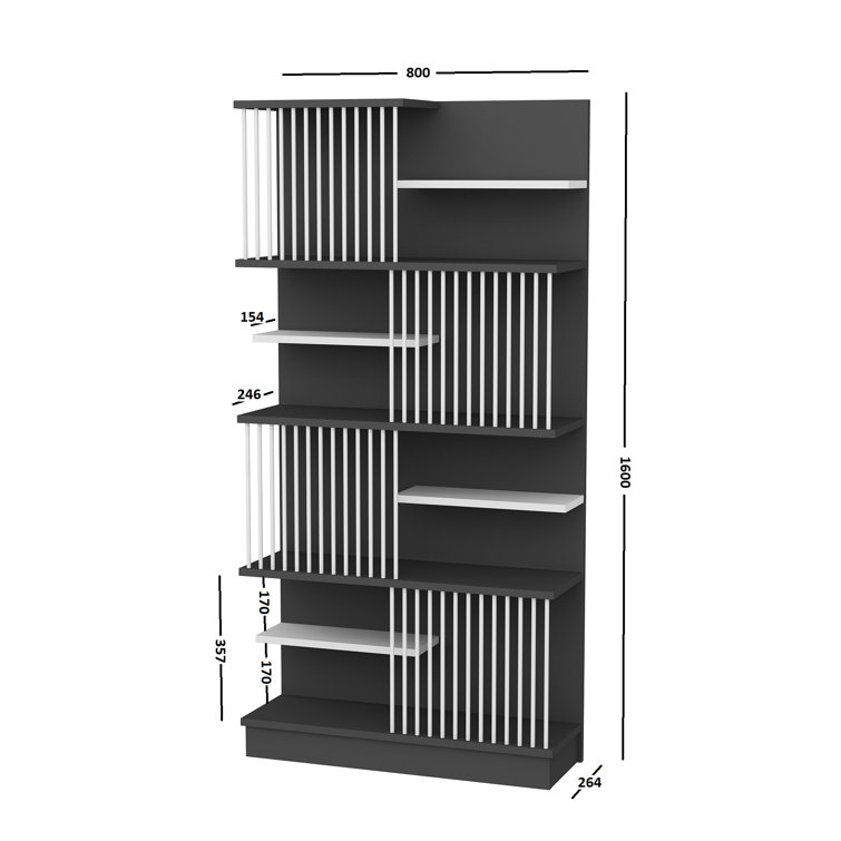 Latitude Run Lilbert 160Cm H x 80Cm W Geometric Bookcase | Wayfair.co.uk