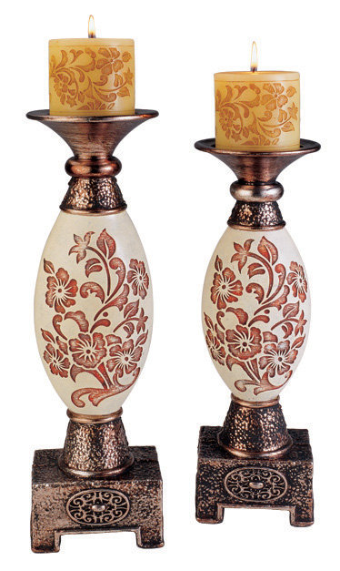 Sintechno Inc 2 Piece Floral Decorative Plastic Candlestick Set | Wayfair