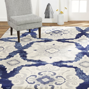 Andover Mills™ Mountview Performance Navy Blue/ Ivory Rug & Reviews ...