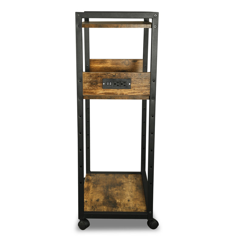 TCMT 3-Tier Rolling Printer Stand Storage Rack Shelf w/ USB and Power ...