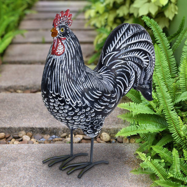 Exhart Hand Painted Rooster Garden Statue, 12 Inch | Wayfair