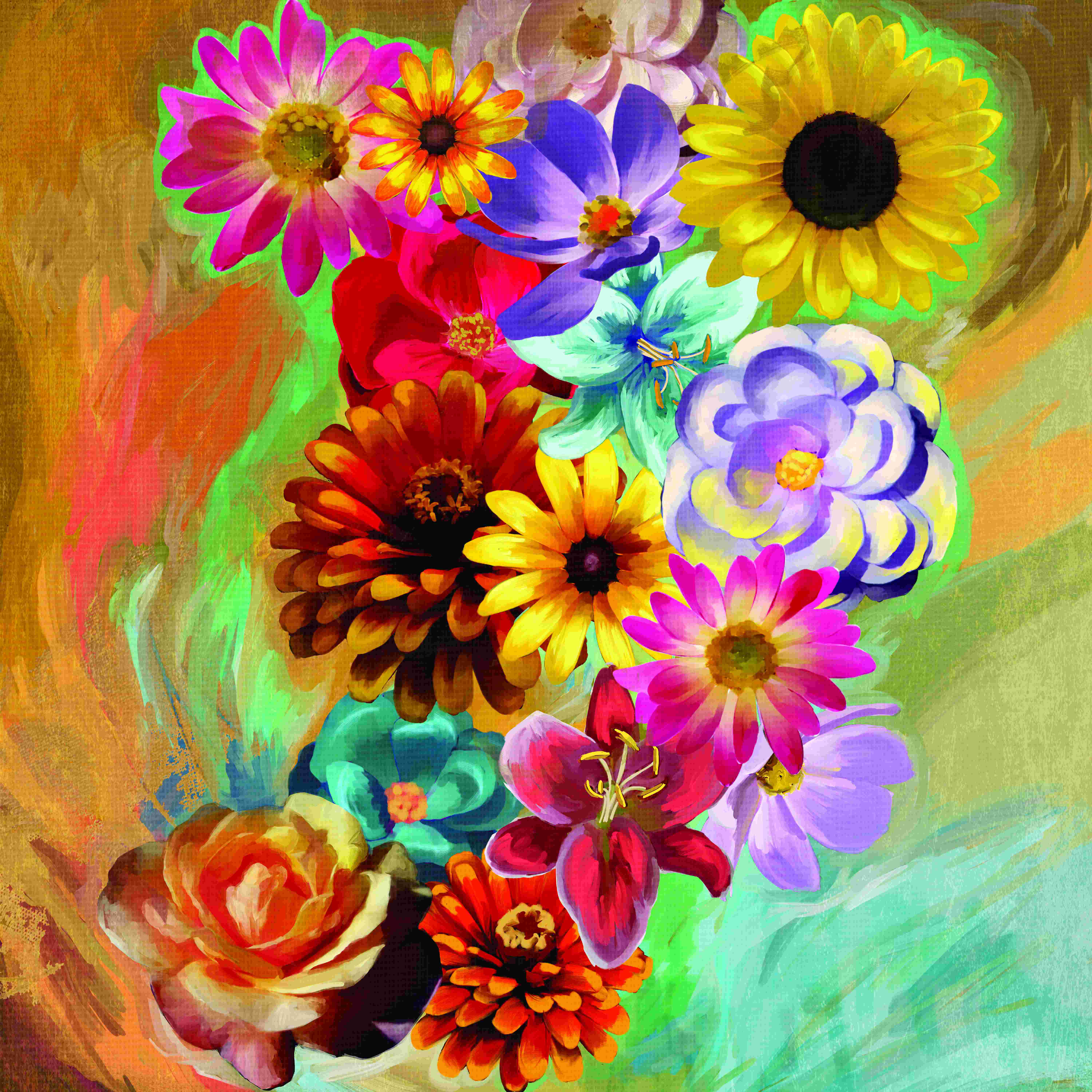 Winston Porter Flower Explosion - Wrapped Canvas Print | Wayfair