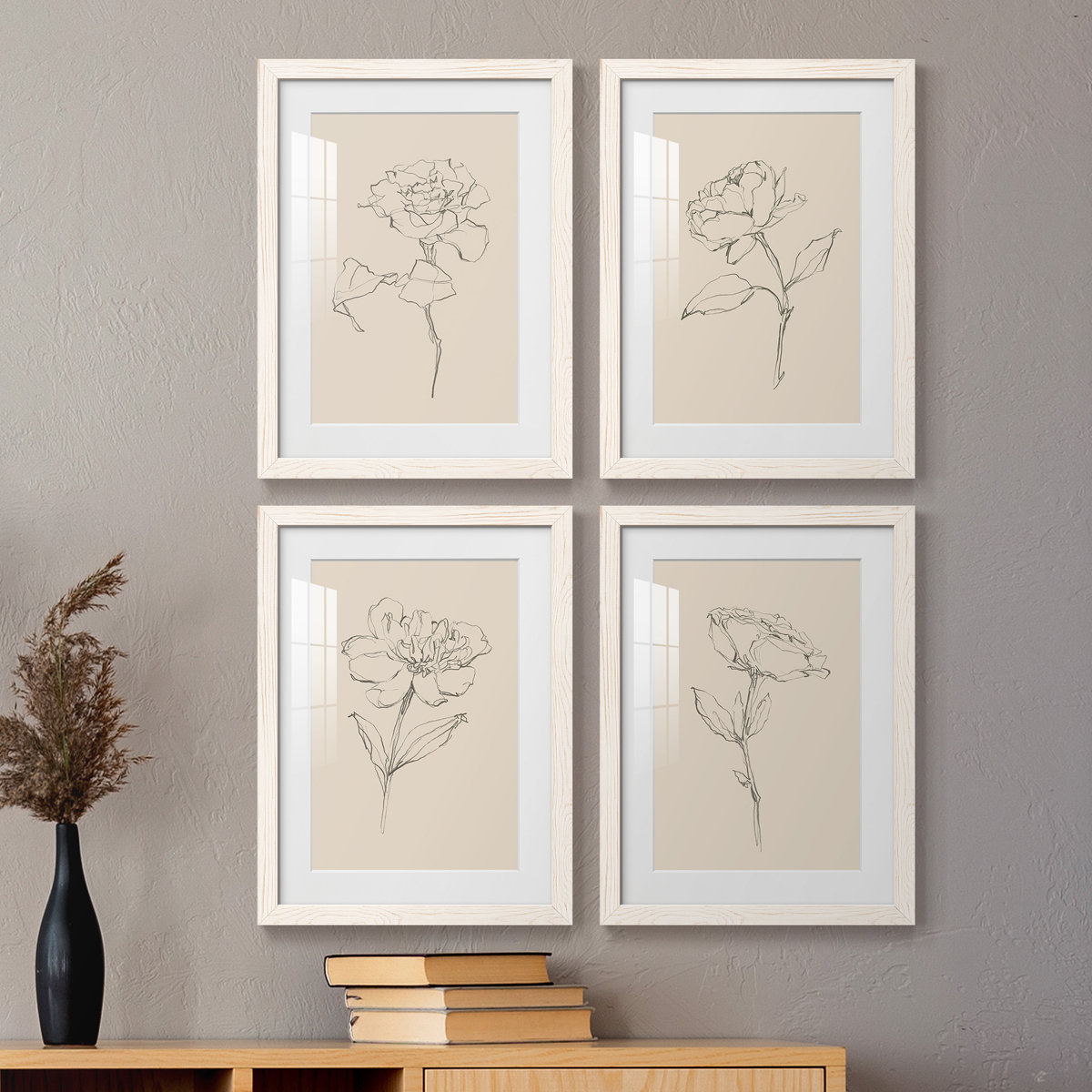 Lark Manor Floral Contour Study I Framed On Paper 4 Pieces Painting ...