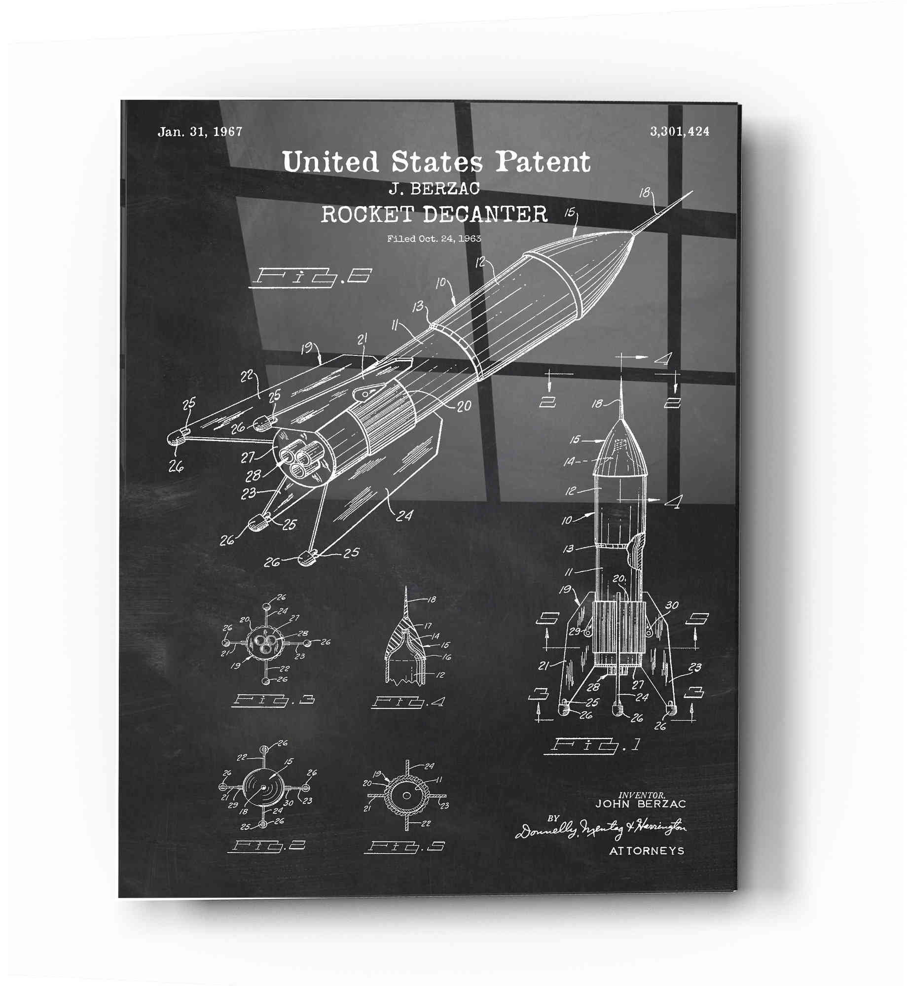 17 Stories Rocket Ship Blueprint Patent Chalkboard - Graphic Art on ...