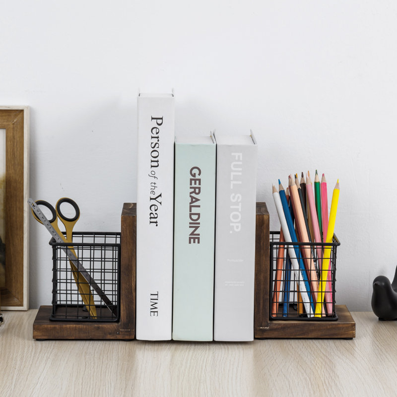 17 Stories Basket Bookends 2 Piece Office | Wayfair