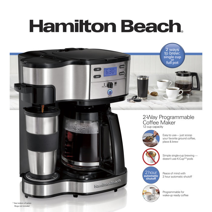 Hamilton Beach® 2-Way Brewer 12 Cup Glass Carafe Stainless Steel ...