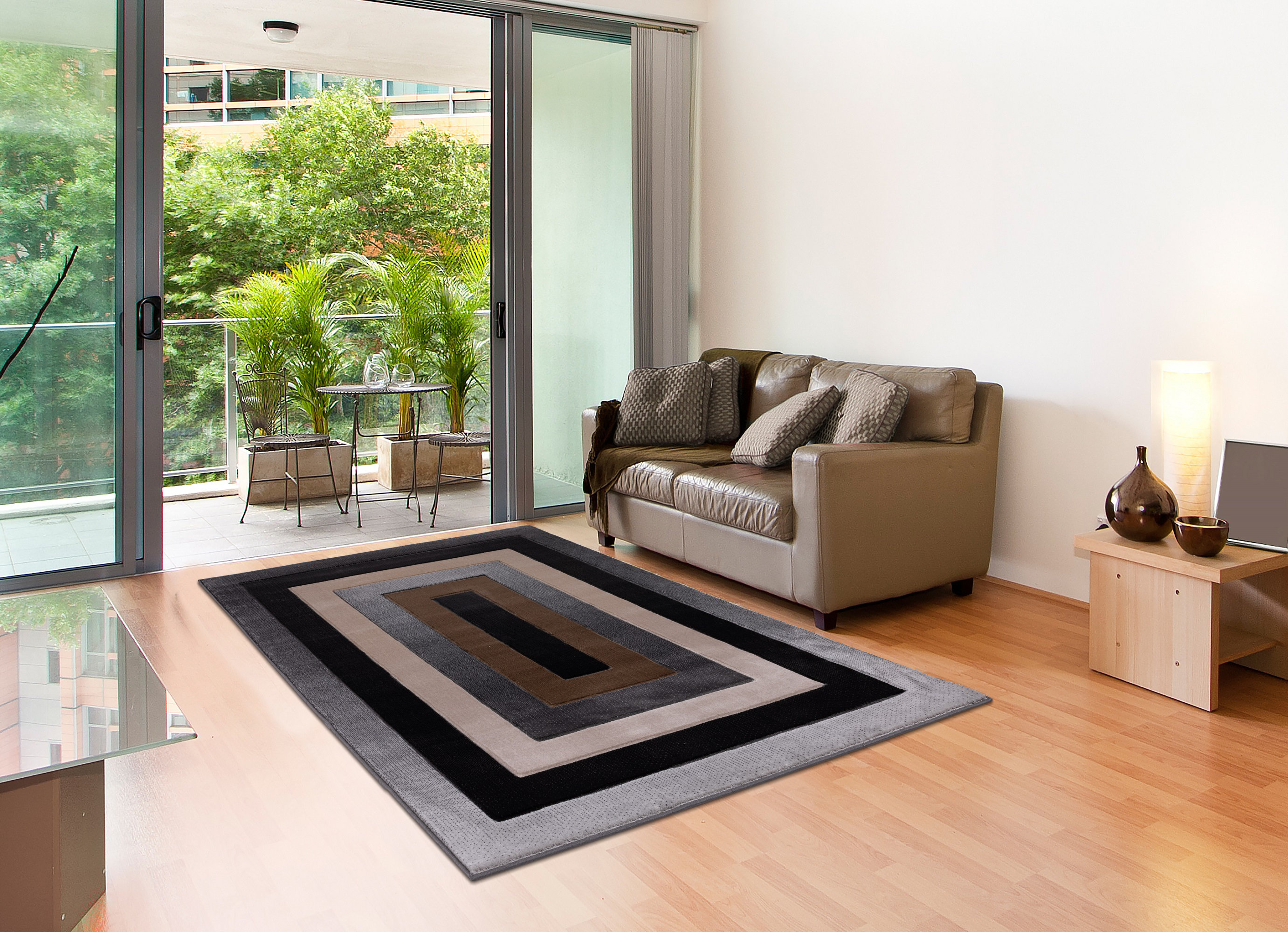 Ivy Bronx Gini Abstract Gray/Black/Brown Area Rug | Wayfair