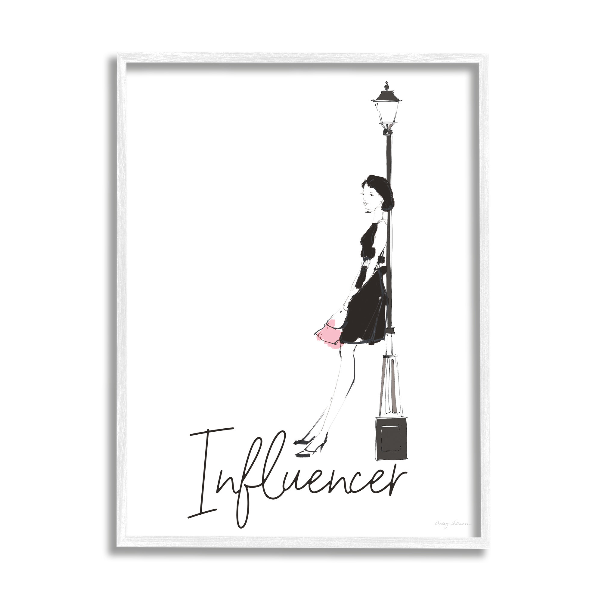 Stupell Industries Chic Influencer Calligraphy Woman Leaning Lamp Post ...