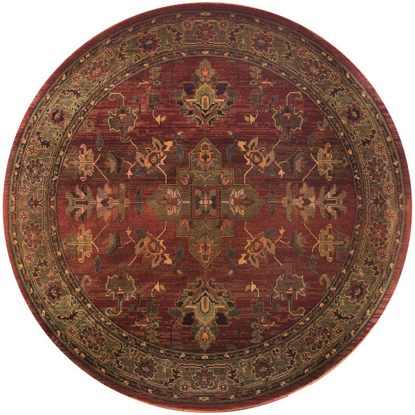 Bungalow Rose Performance Red/Green Rug | Wayfair