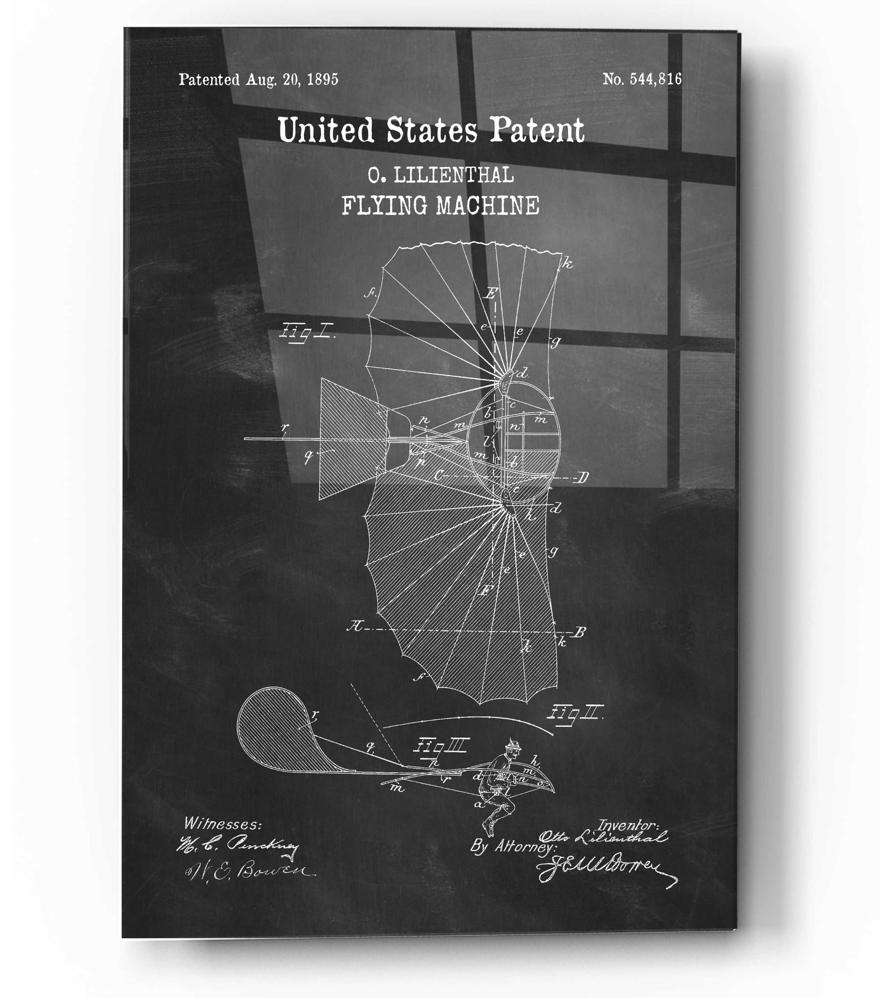 17 Stories Flying Machine Blueprint Patent Chalkboard - Graphic Art on ...