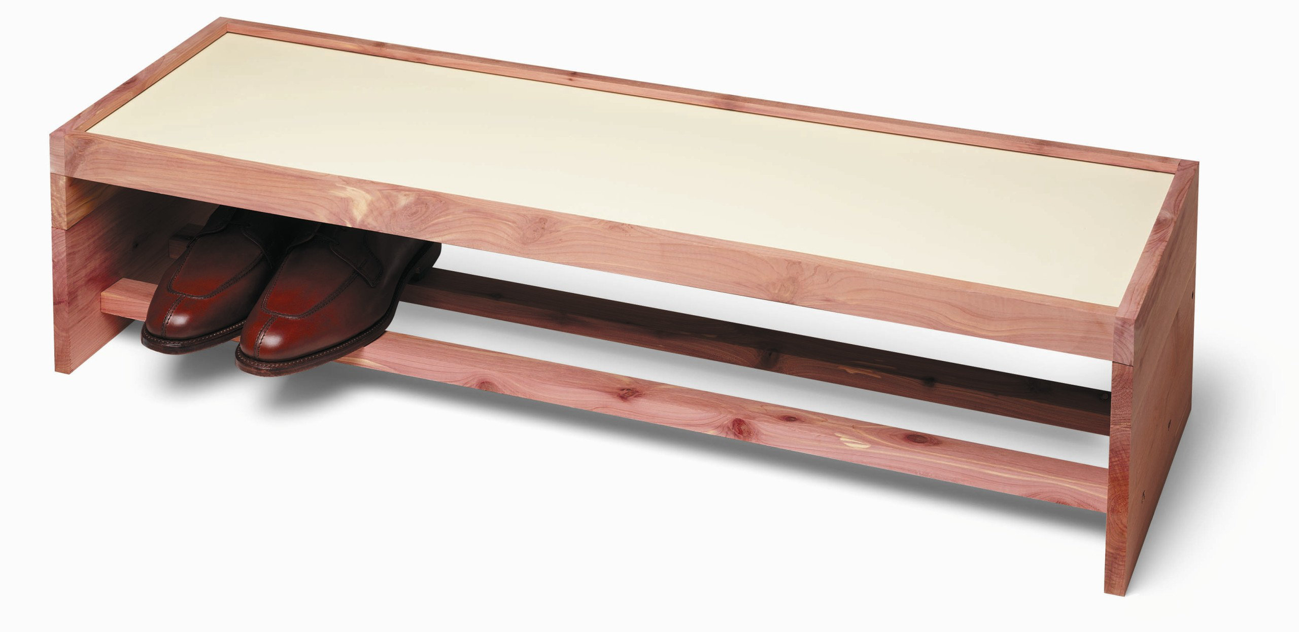 Woodlore 5 Pairs Natural Cedar/White Solid Wood Shoe Rack | Wayfair