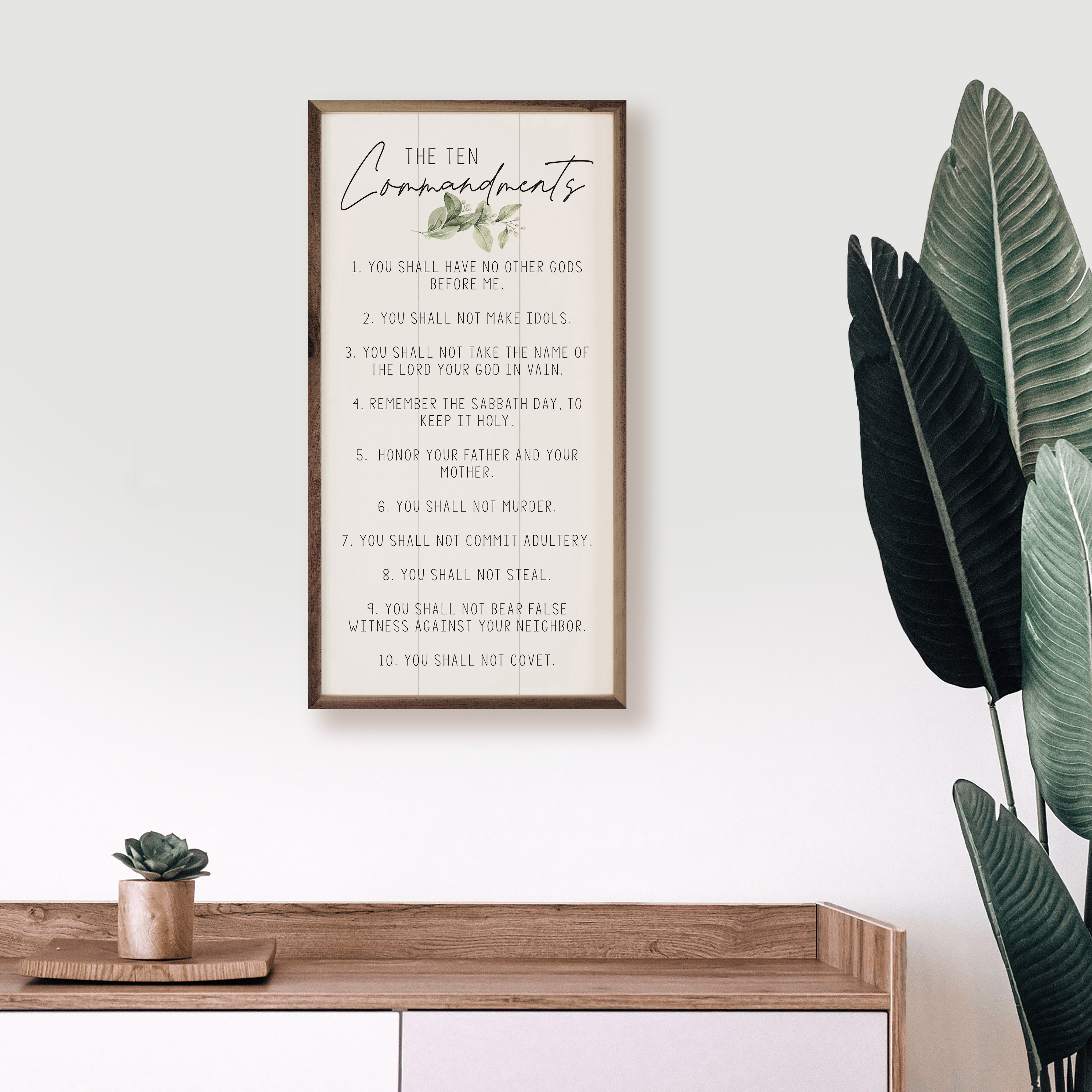 Trinx Ten Commandments Greenery - Picture Frame Textual Art on Wood ...