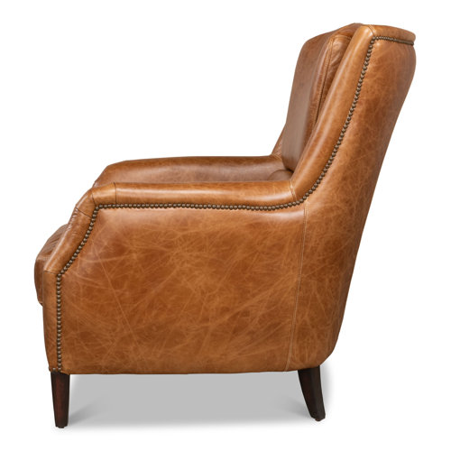 Astoria Grand Morelock Leather Wingback Chair | Wayfair