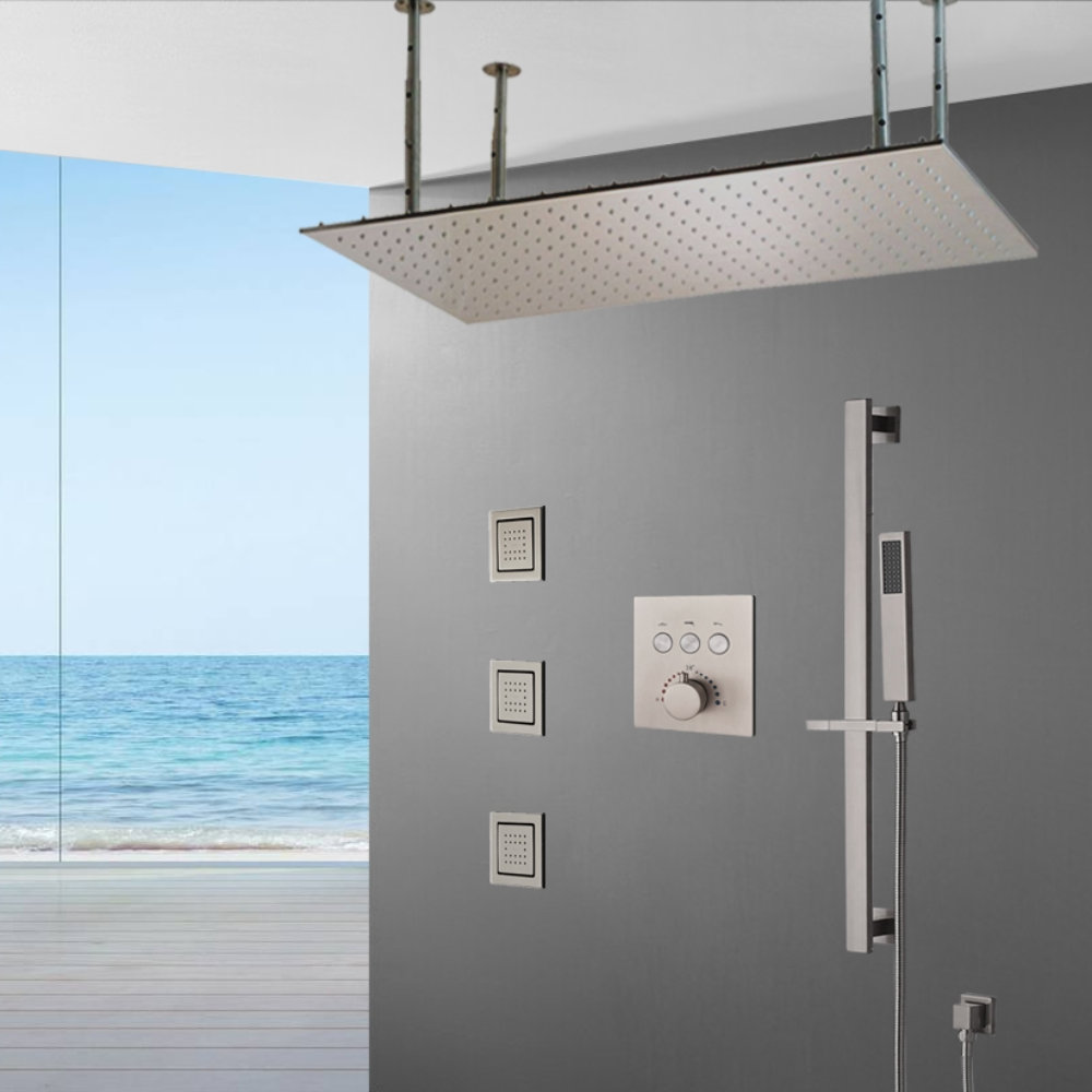 BathSelect Monreale Thermostatic Rainfall Shower System with Rough-in ...