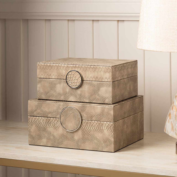 Bloomsbury Market 26cm Taupe Colour Faux Leather Storage Box Set ...