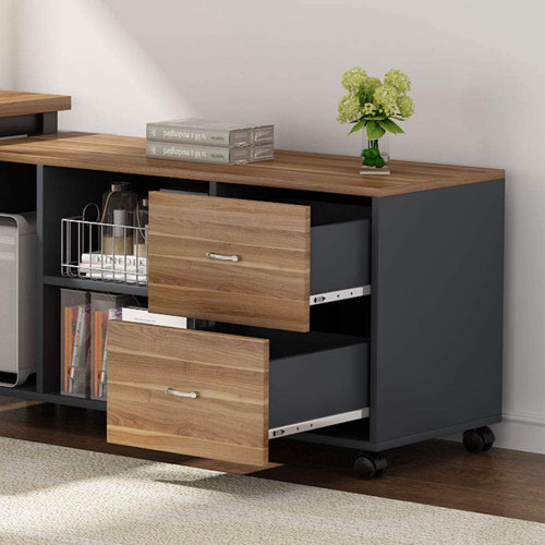 Latitude Run® L-Shape Executive Desk with Storage Cabinet & Reviews ...