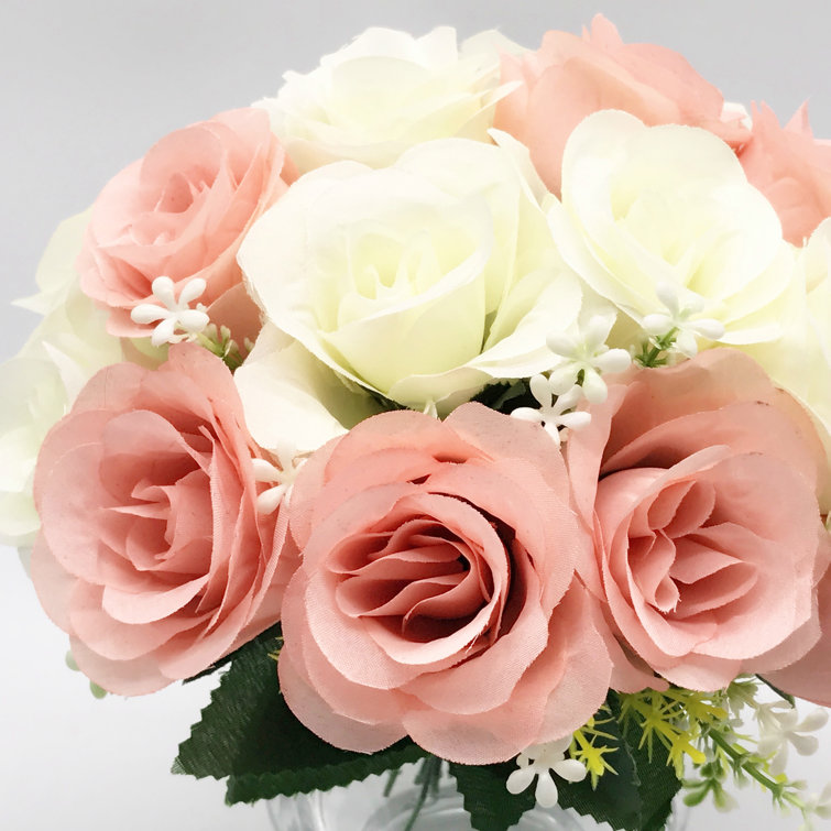 House of Hampton® Silk Rose Flower Arrangement in Glass Pot & Reviews ...