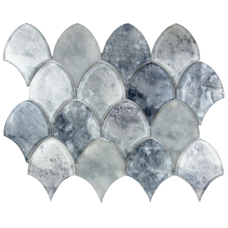Long Island Mosaics & Tile Seashell 14.63'' x 12.13'' Glass Fish Scale ...