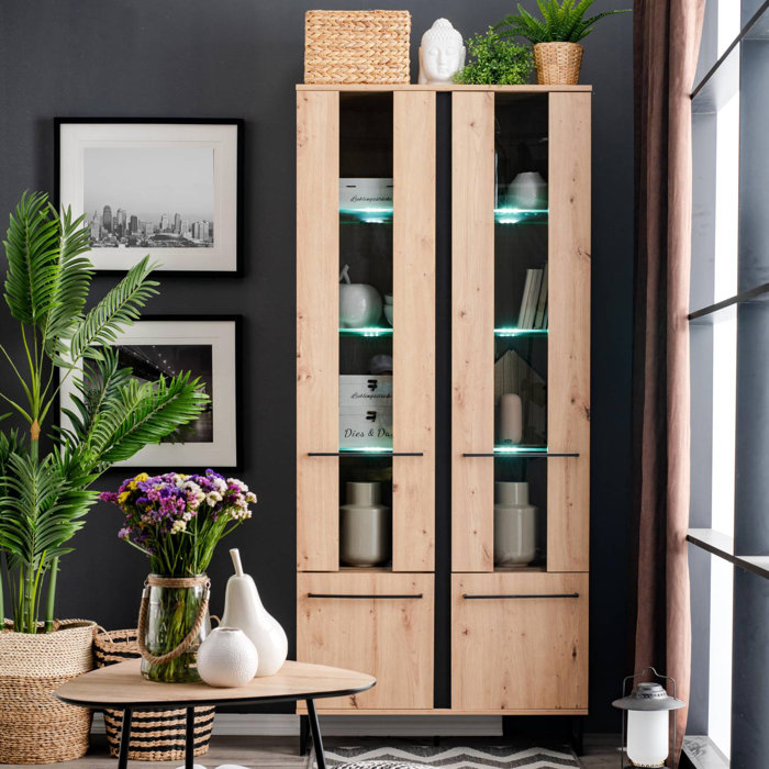Alpen Home Display Cabinet Highboard Cabinet with Drawers in Natural ...
