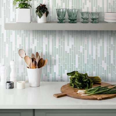 Mosaic Kitchen Linear Wall Tile | Wayfair