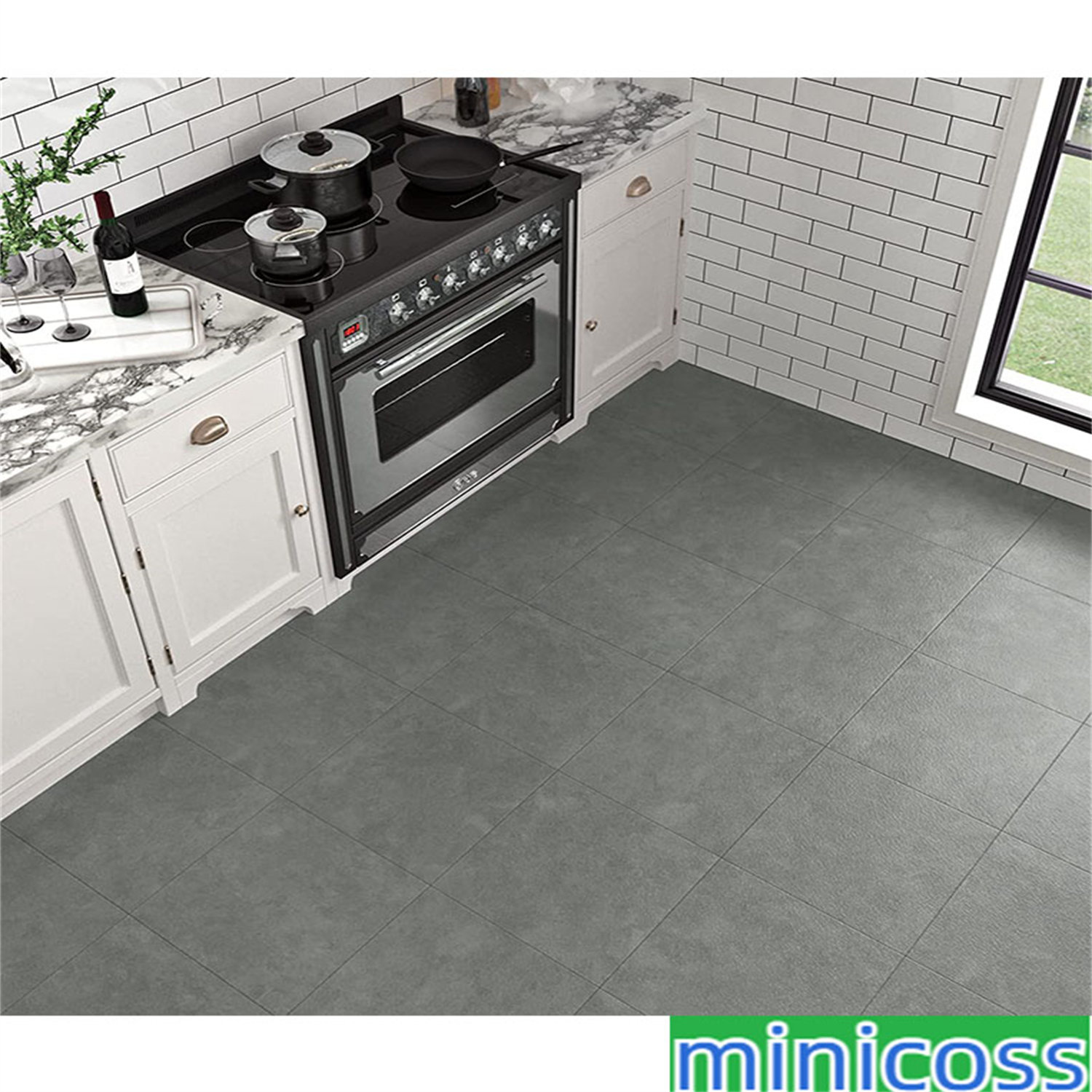 MINICOSS Marble Grey Peel And Stick Floor Tile 20 PCS Vinyl Flooring ...