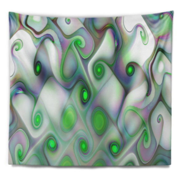 Bless international Abstract White Green Pattern with Swirls Tapestry ...