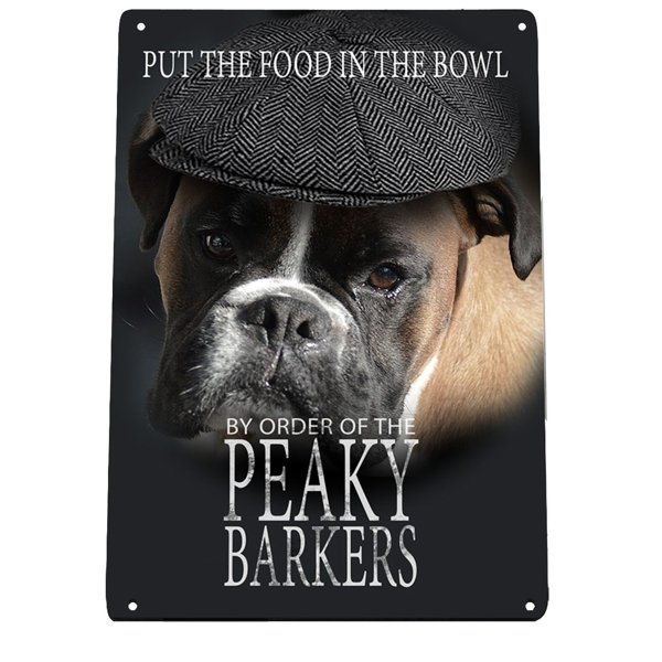 Maturi Peaky Barkers Boxer Dog Sign - Unframed Graphic Art on Metal ...