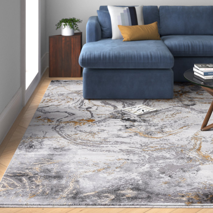 Mercury Row® Prichard Gray/Gold Rug & Reviews | Wayfair