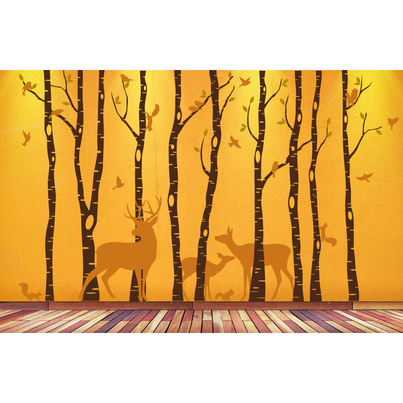 Innovative Stencils Birch Tree Animal Forest Vinyl Wall Decal | Wayfair