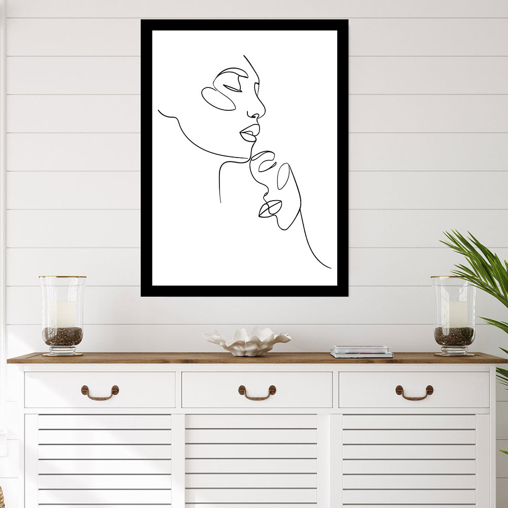 Wrought Studio Sweet Love Line Art - Picture Frame Drawing Print on ...