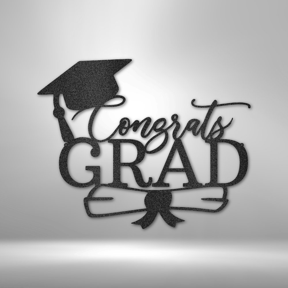 Trinx Gayane Congrats Grad Cap Steel Sign Wall Decor | Wayfair