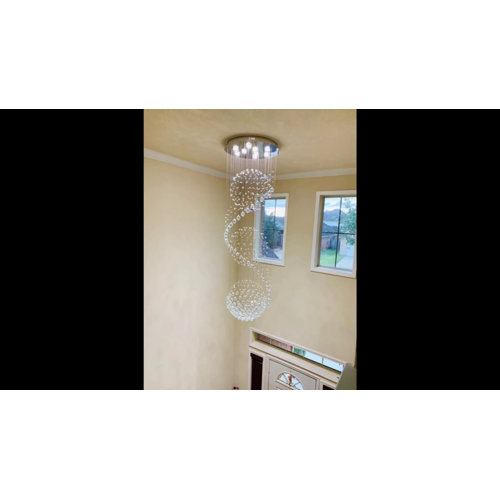 Everly Quinn Bryony 9 - Light Glass Dimmable Tiered Chandelier ...