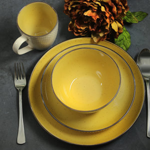 Union Rustic Jaya Stoneware Dinnerware Set - Service for 4 & Reviews ...