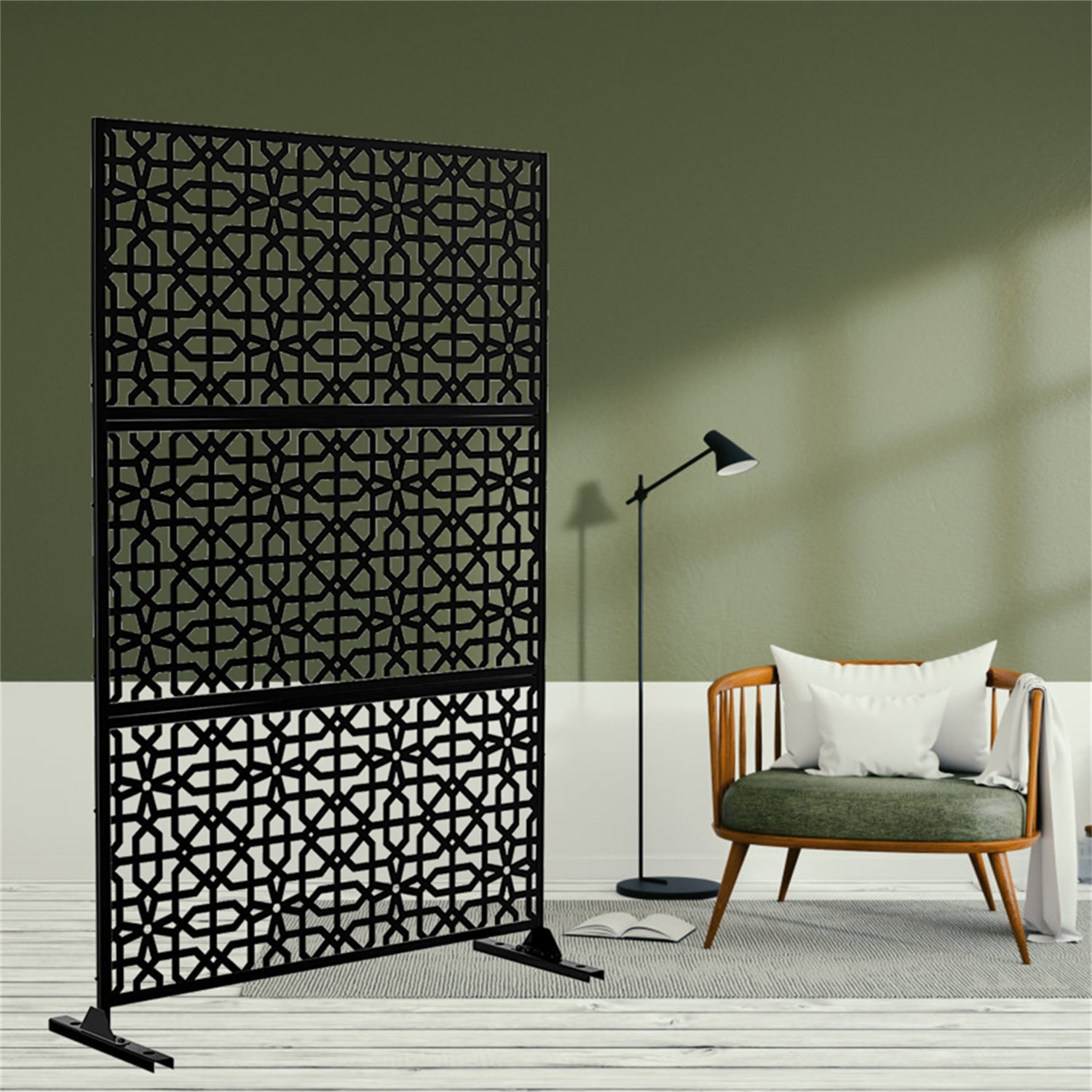 sawpy Metal Privacy Screen Outdoor Decorative Privacy Screen With Stand ...