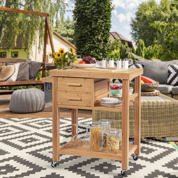 Loon Peak® Bamboo Kitchen Cart | Wayfair