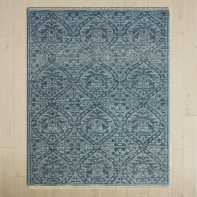 Addie Handmade Wool Teal/Navy Rug & Reviews | Birch Lane