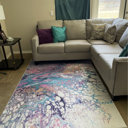 East Urban Home Abstract Machine Woven Area Rug in Blue/Purple | Wayfair