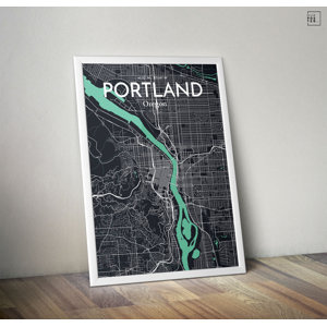 OurPoster.com Portland City Map - Panoramic Graphic Art | Wayfair