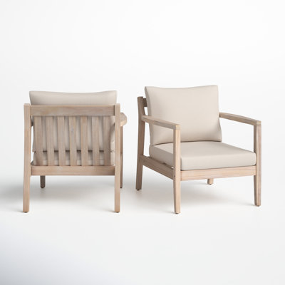 Joss & Main Amina Outdoor Solid Wood Acacia Chair with Cushions ...