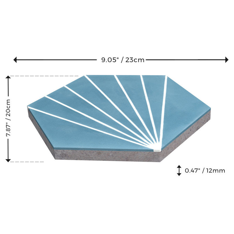 Villa Lagoon Tile Spark C 7.87" x 9.09" Cement Patterned Wall & Floor ...