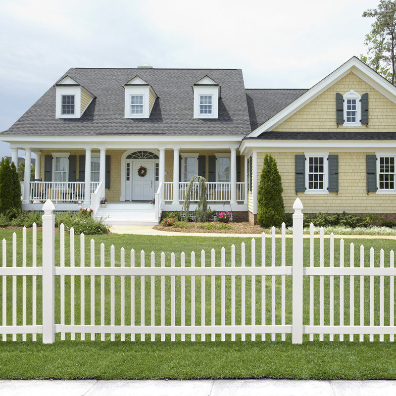 Outdoor Essentials Chatham 4 ft. x 8 ft. White Vinyl Scalloped Picket ...