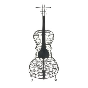 Fleur De Lis Living Black Metal Cello 26 Bottle Standing Wine Rack ...