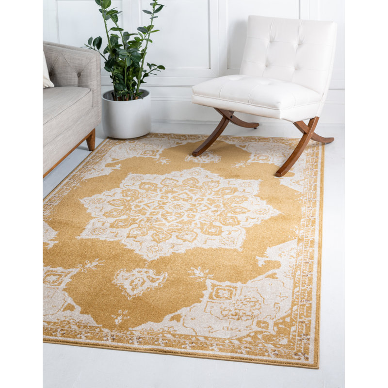 Bungalow Rose Whitwell Gold Area Rug & Reviews | Wayfair
