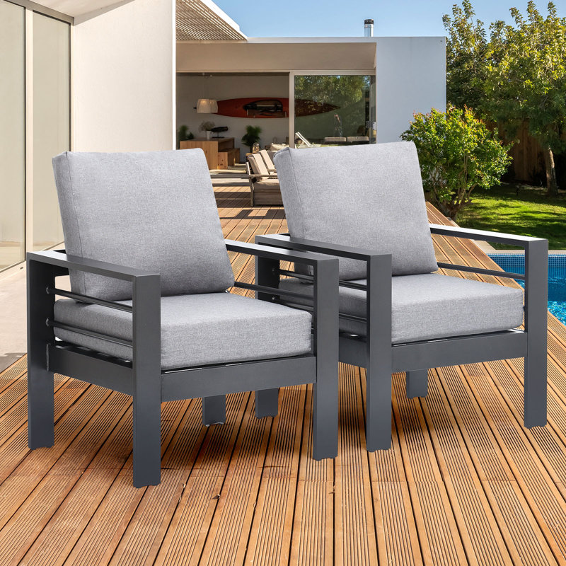 Ebern Designs Avraham Aluminum Patio Chair with Cushions | Wayfair